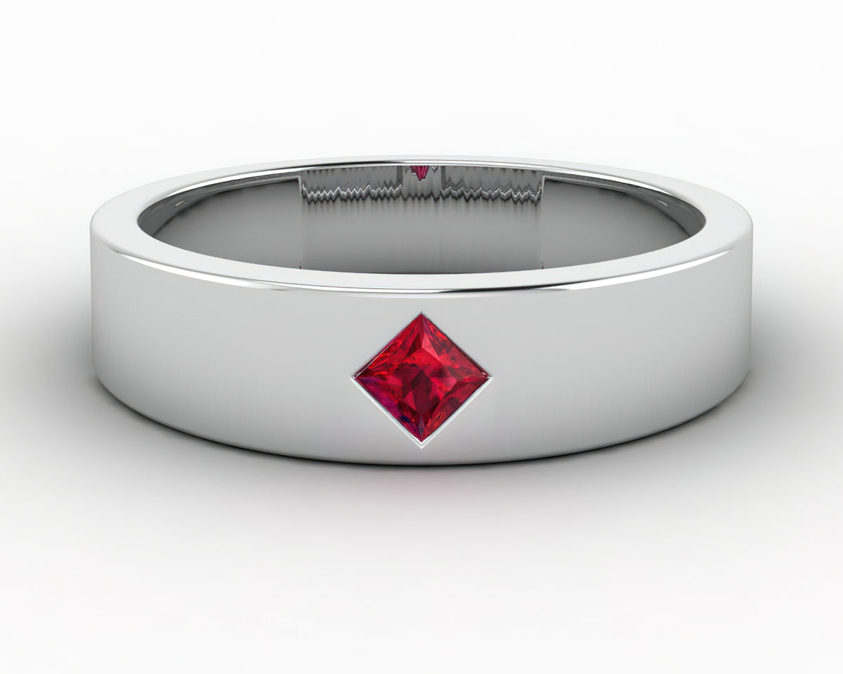 Darius Men's Ruby Princess Cut Kite Setting Wedding Ring – Sapheena Jewelry